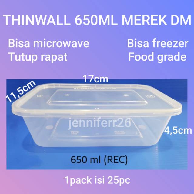 Jual Thinwall food container 650ml / Kotak Makan Bening / Mangkok ...