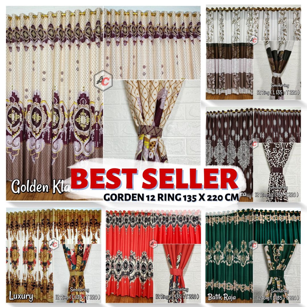 Jual Hordeng jendela Polos Gorden smokring 12 ring Korden Pintu tengah ...