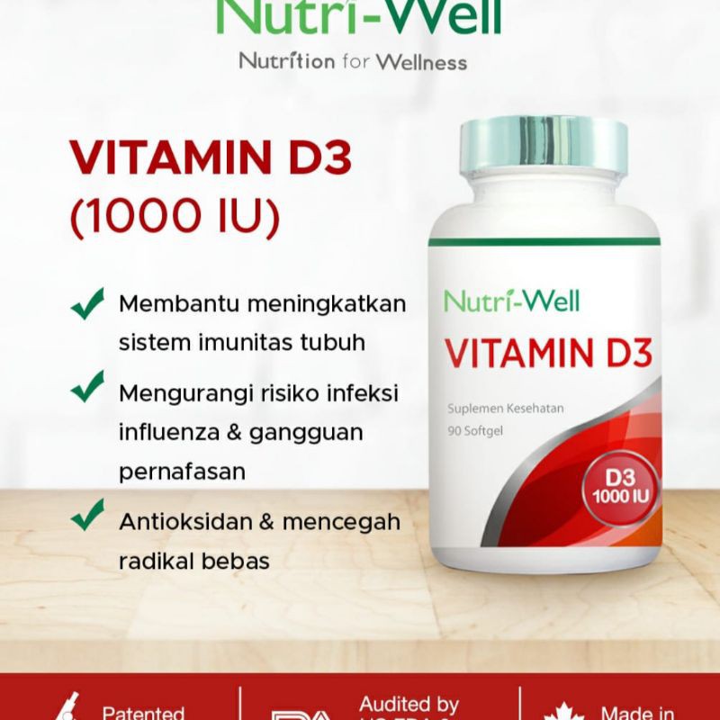 Jual Nutriwell Vitamin D3 1000 IU (90 Softgels) | Shopee Indonesia
