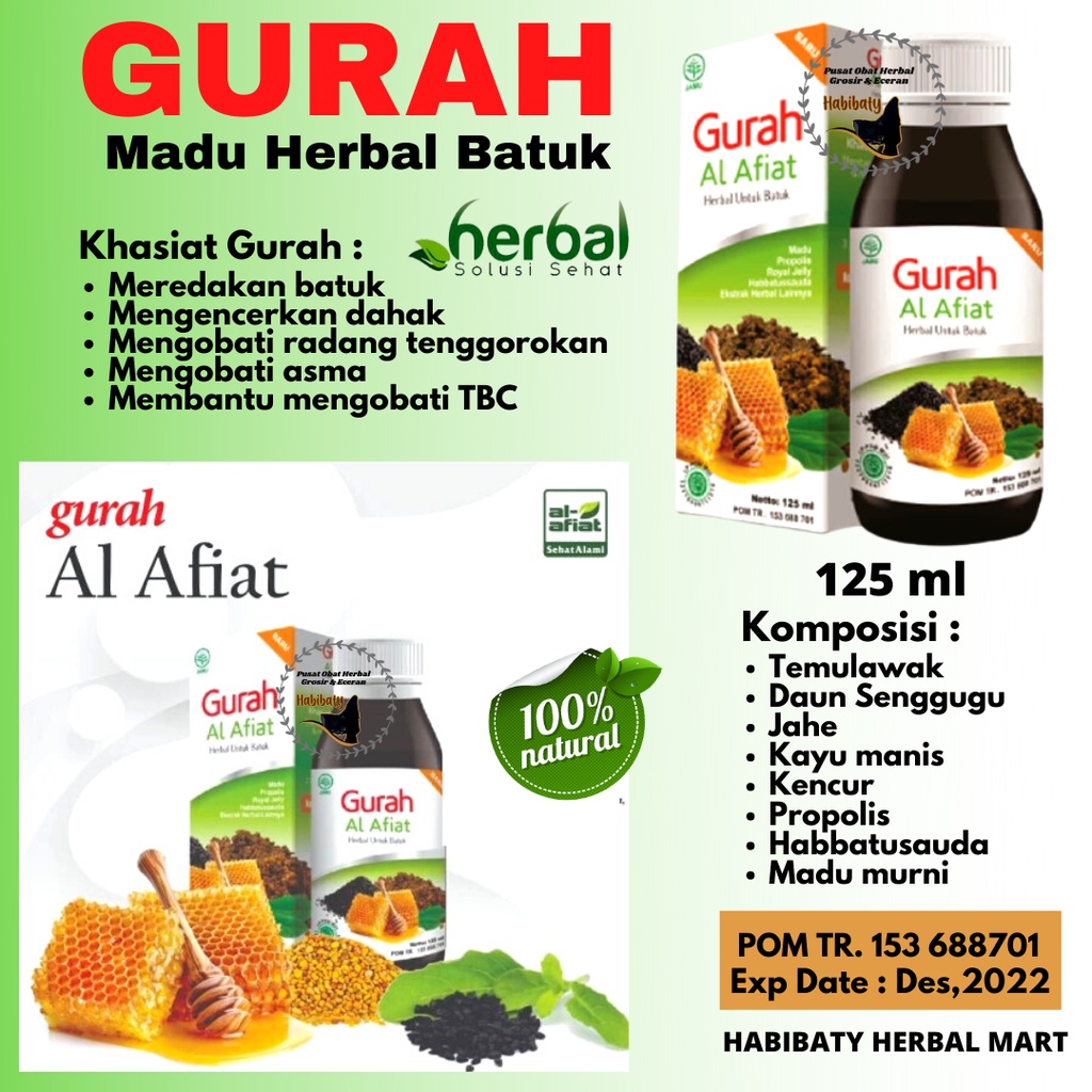 Jual Madu Gurah Batuk Asma Sakit Tenggorokan Al afiat 125 ml | Shopee ...