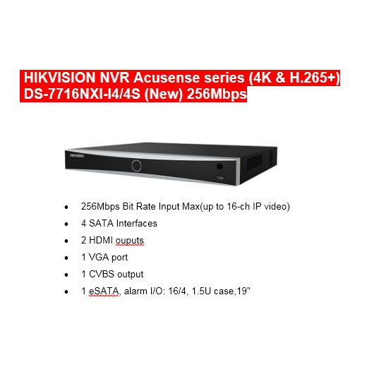 Jual Hikvision NVR Acusense series (4K & H.265+) DS-7716NXI-I4/4S (New) 256Mbps | Shopee Indonesia