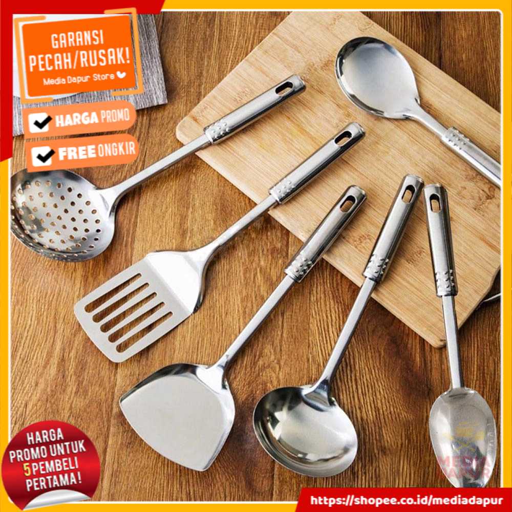 Jual Spatula Set Stainless Steel Set 6 In 1 Sodet Sutil Alat Masak ...