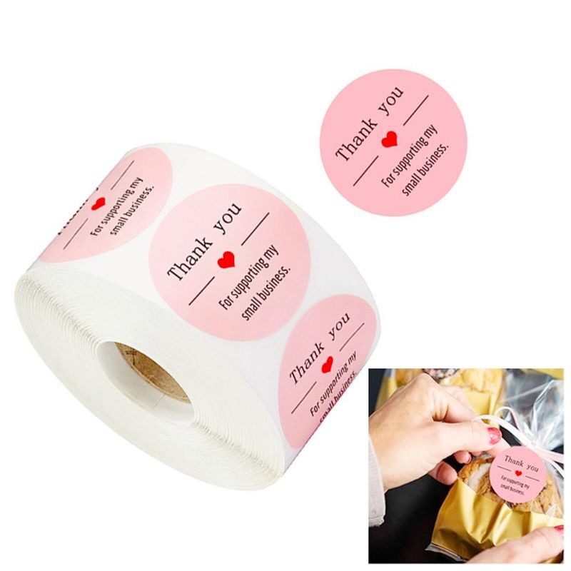Jual 1 roll 500pcs Stiker Sticker thank you for supporting my small ...