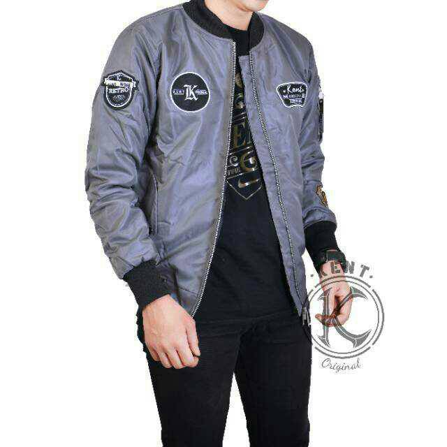 Jual JAKET BOMBER PILOT PRIA WANITA KENT RETRO GREY | Shopee Indonesia