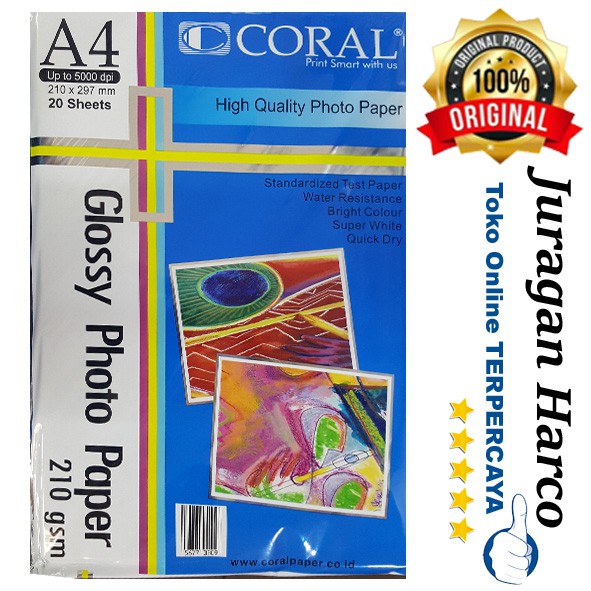 Jual Coral glossy photo paper A4 210 gsm 20 sheets | Shopee Indonesia