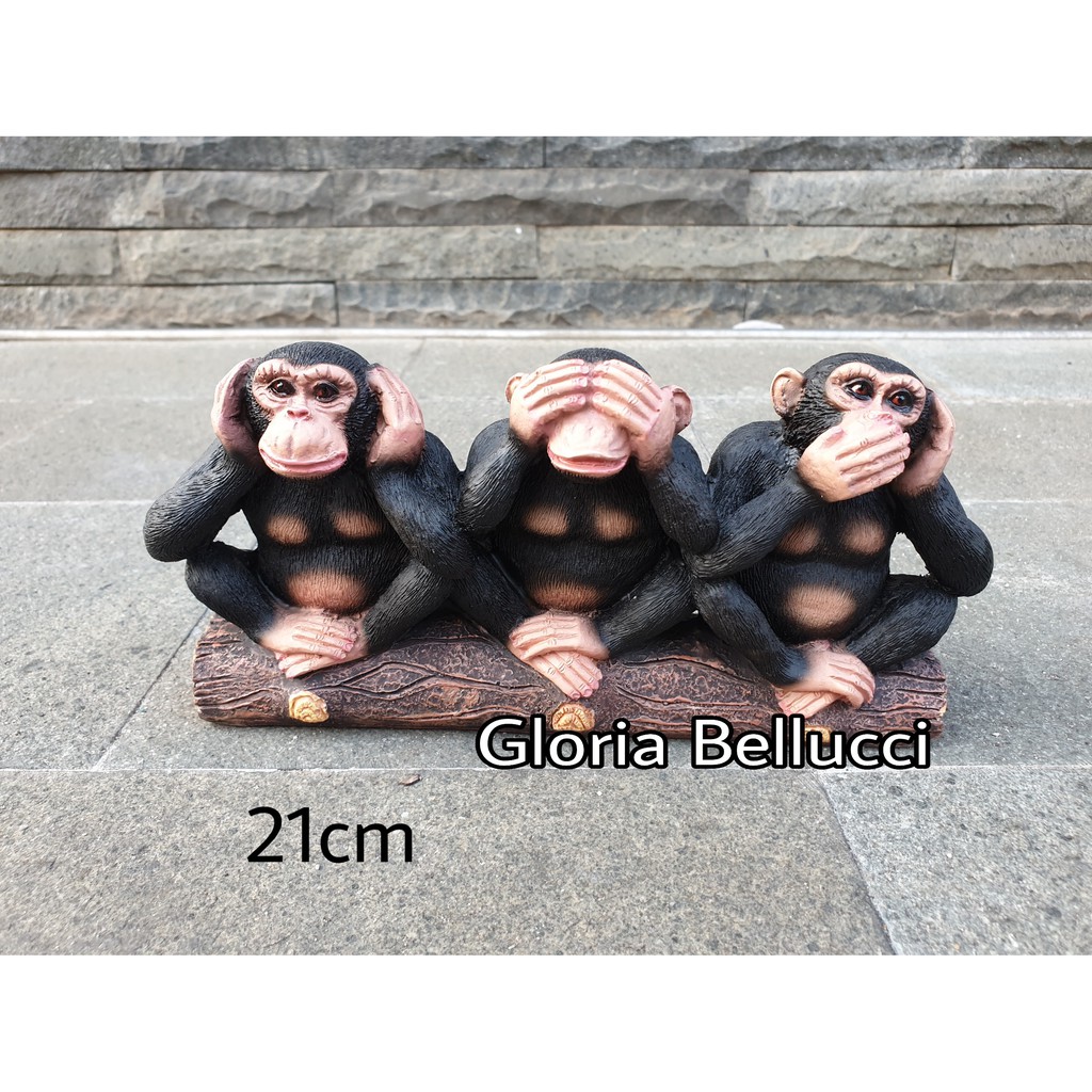 Jual patung pajangan kera monyet tutup mata telinga mulut monkey ...
