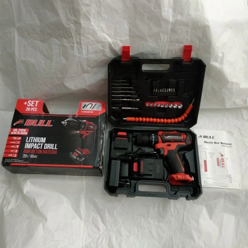 Jual MESIN BOR BATERAI CORDLESS DRILL BULL 10 MM 20 V BL20V | Shopee ...