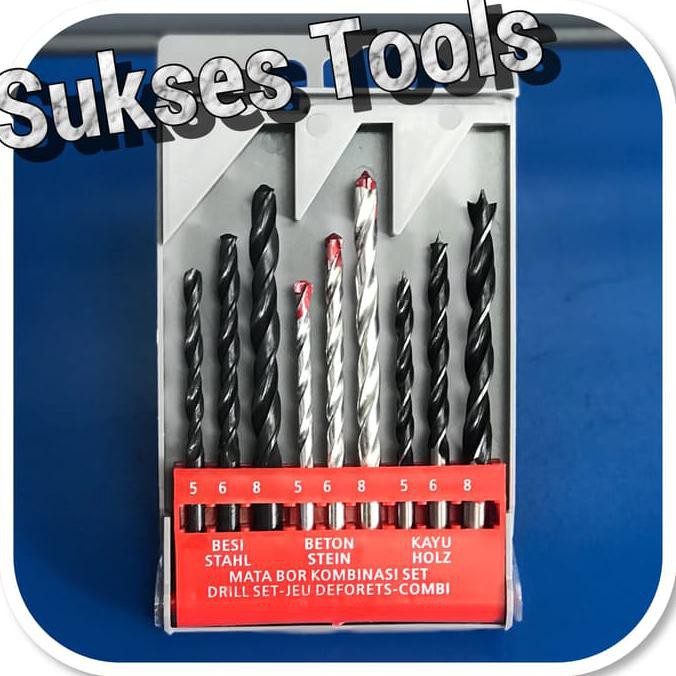 Jual Mata Bor Set 9pcs ( Mata Bor Besi, Beton dan Kayu ) | Shopee Indonesia