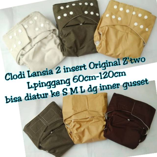 Jual Clodi Lansia 2 insert merk ztwo velcro snap popok diapers cuci untuk manula nenek kakek ...