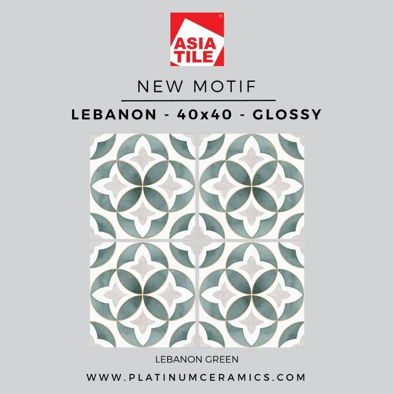 Jual KERAMIK LANTAI 40X40 LEBANON GREEN / NEW MOTIF /ASIA TILE / GLOSSY ...