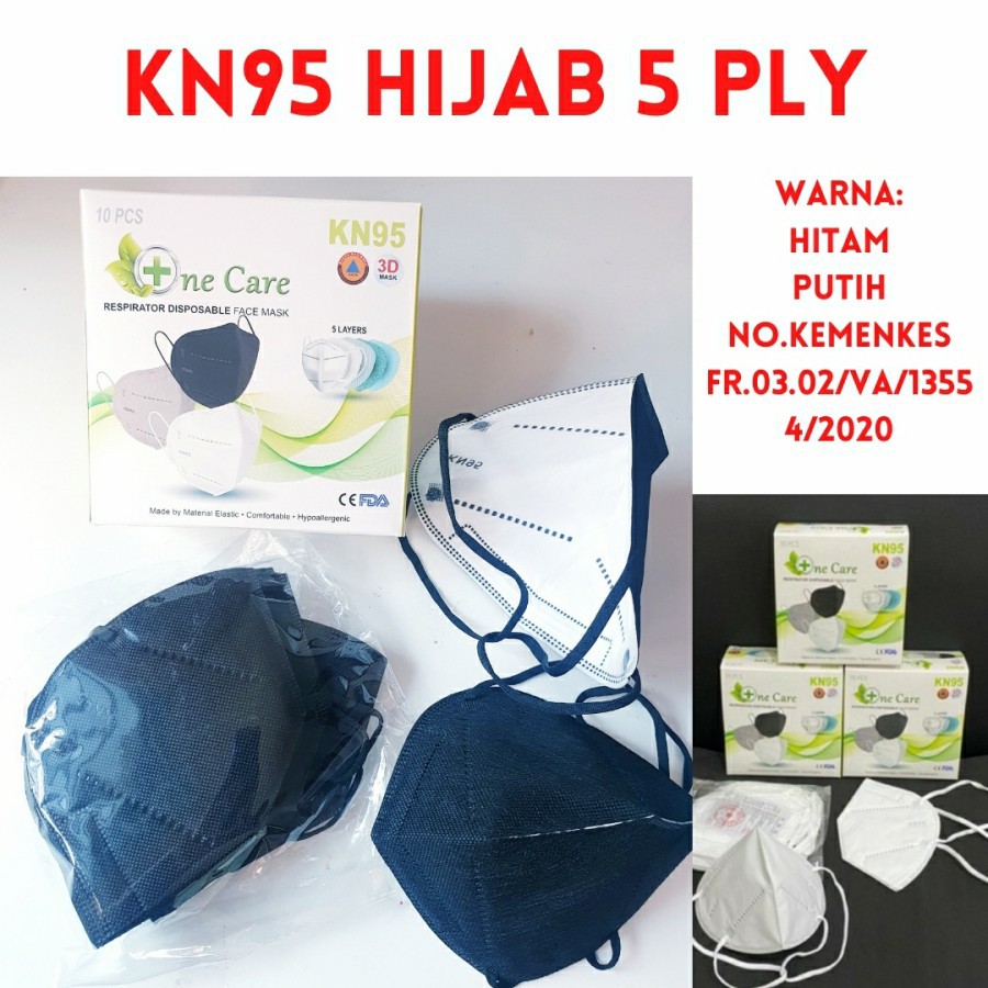 Jual Masker KN95 HIJAB 5 Ply Headloop ONECARE (ISI 10 PCS) | Shopee ...