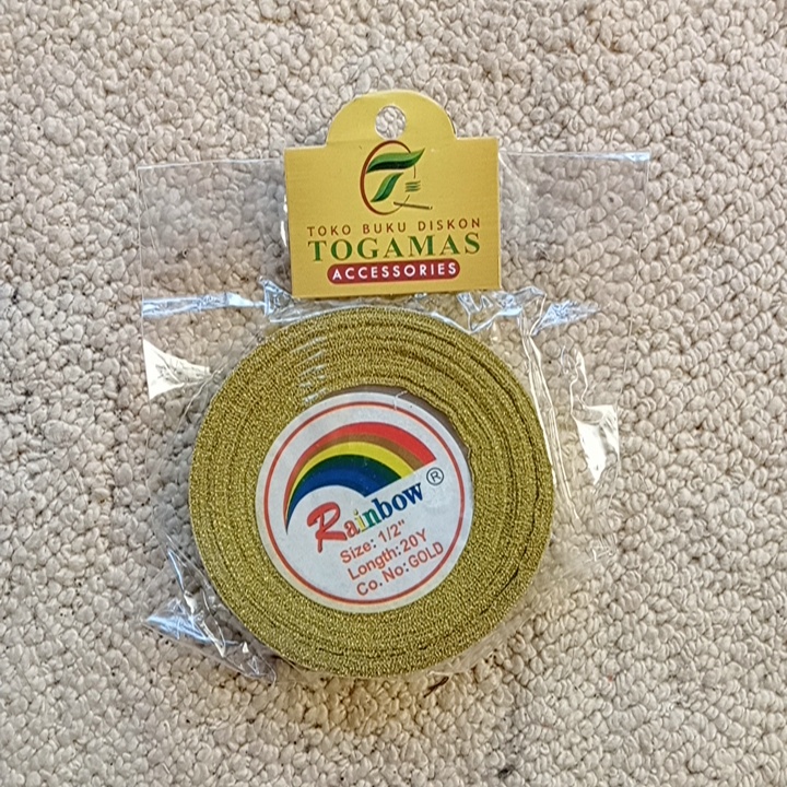 Jual Rainbow Tali Pita Gold Emas panjang 20 yard ukuran 1/2" | Shopee ...