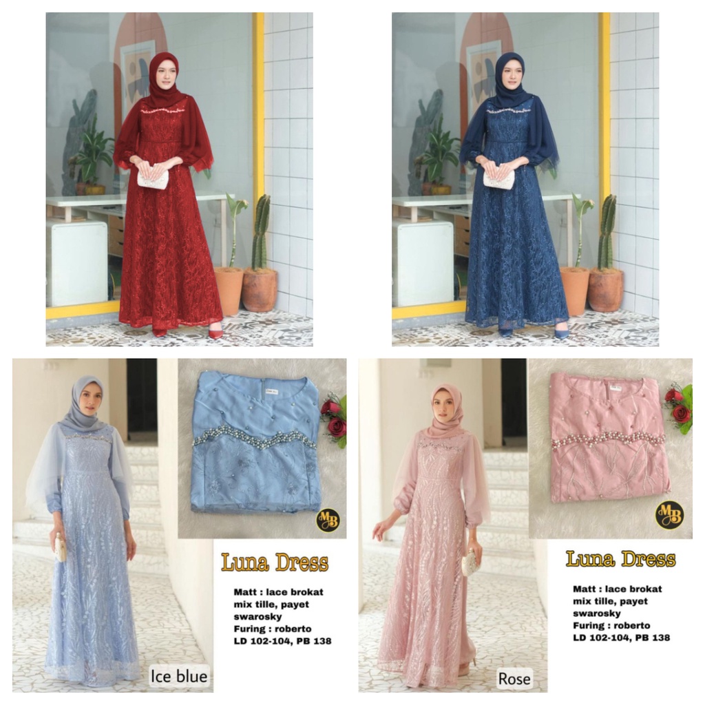 Jual LUNA Dress - Baju Dress Gamis Kondangan Terbaru Gamis Pesta Mewah 2024 Wanita Syari Busana ...