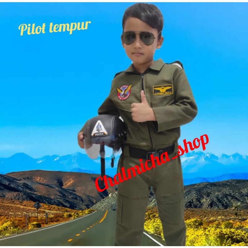 Jual Baju Seragam Kostum Pilot Pesawat Tempur Anak Sukhoi Jet Army Helm ...