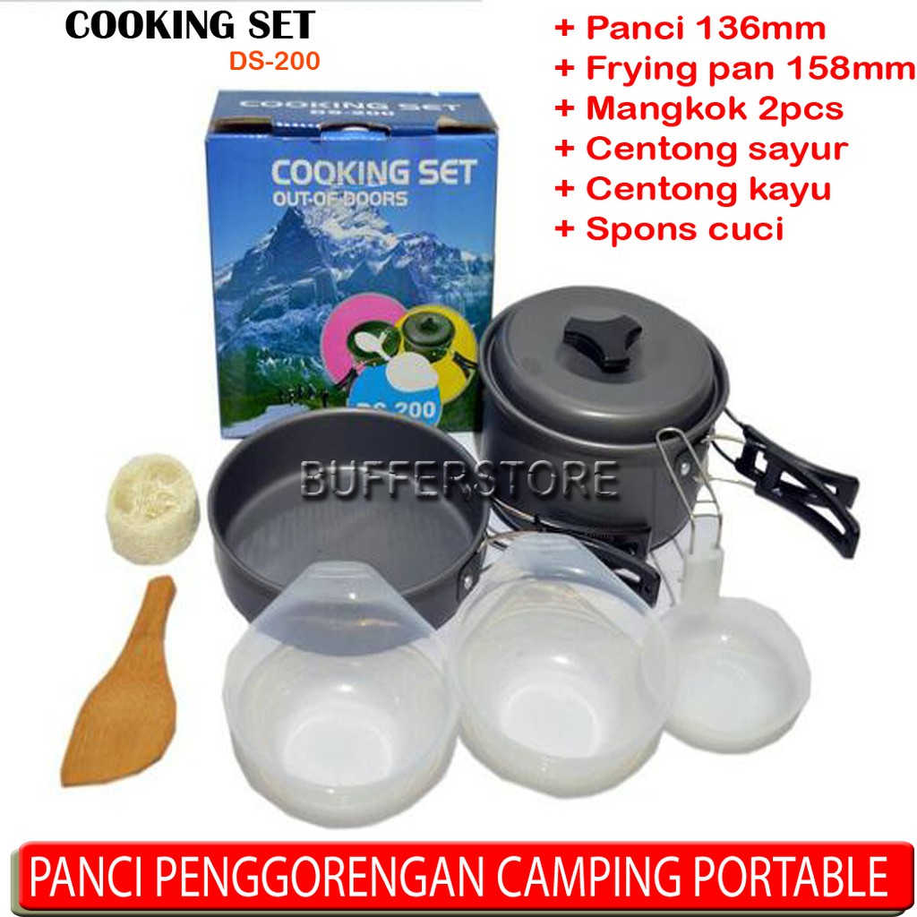 Jual cooking set ds 200 nesting panci portable camping | Shopee Indonesia