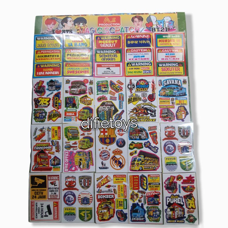 Jual 1 lembar stiker campur warning truk oleng dll isi 20x2 grosir ...