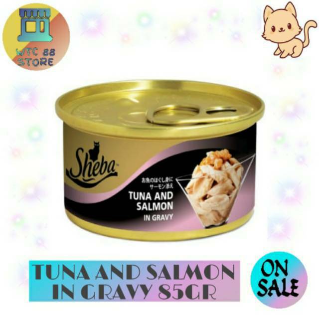 Jual makanan kucing SHEBA kaleng TUNA AND SALMON IN GRAVY 85GR | Shopee ...