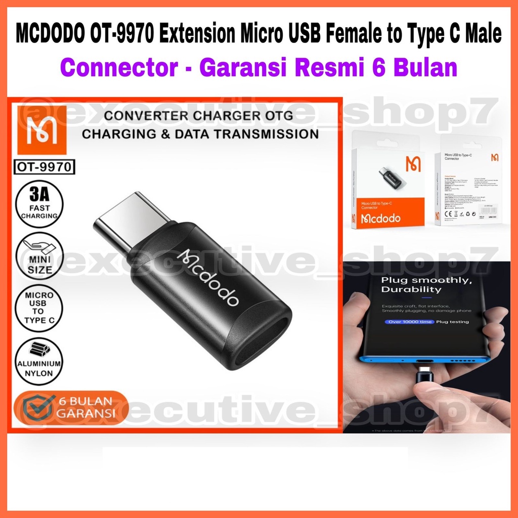 Jual MCDODO OT-9970 Extension Micro USB Female to Type C Male ...