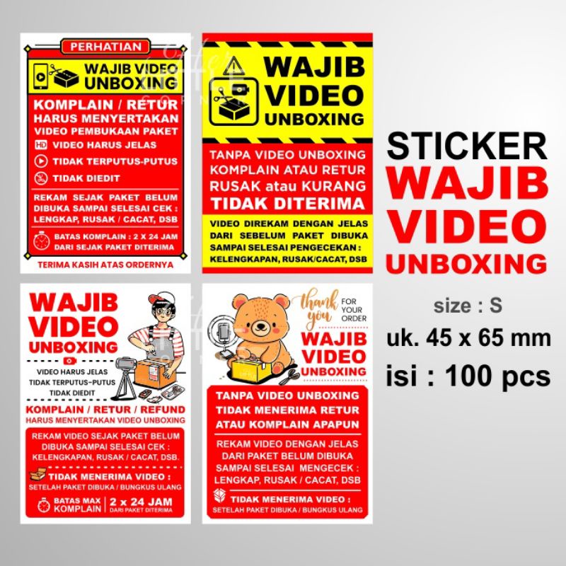 Jual STICKER WAJIB VIDEO UNBOXING PAKET UKURAN 4,5 X 6,5 (100Pcs ...