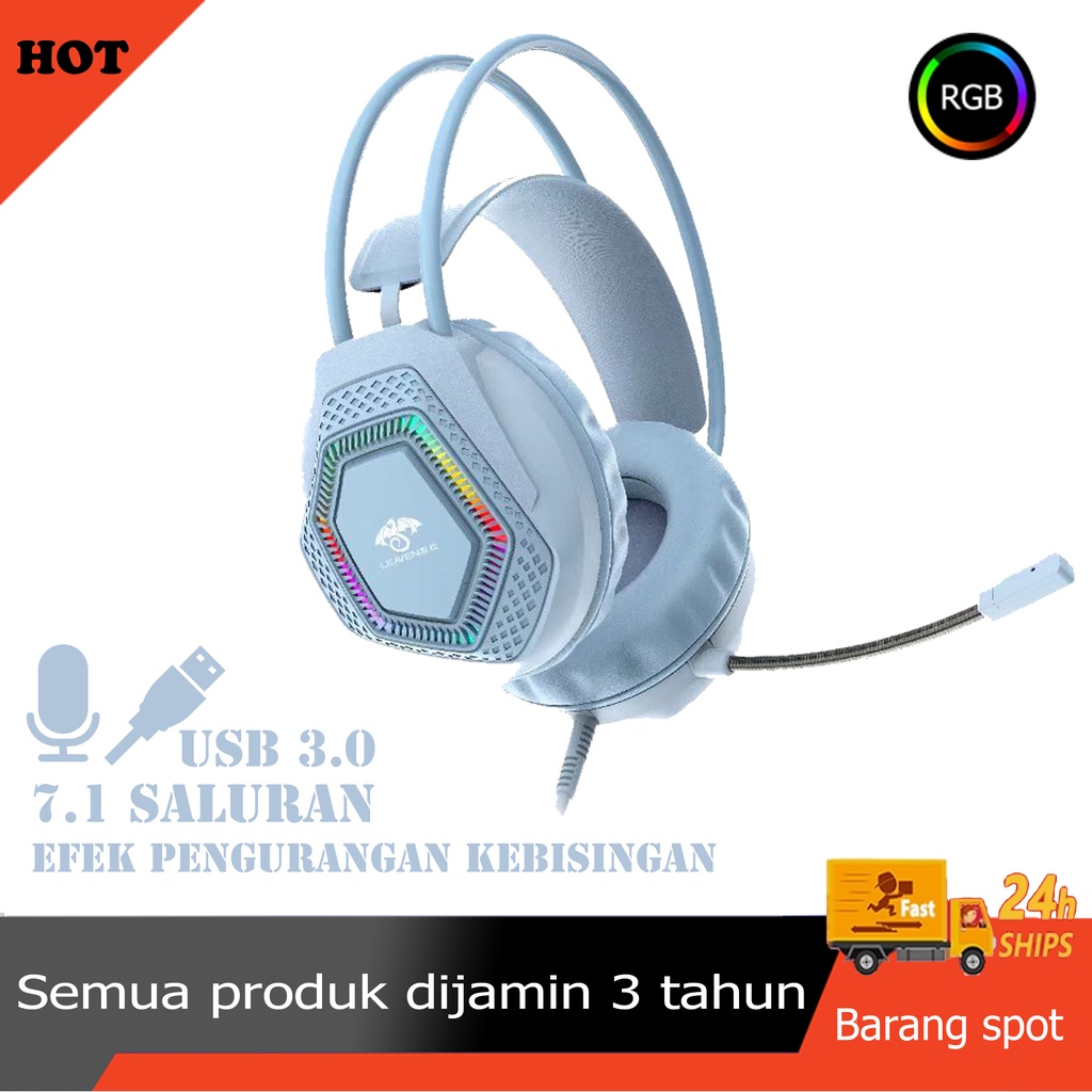 Jual LEAVEN G70 7.1 headset gaming RGB noise cancelling Stereo Bass dbe ...