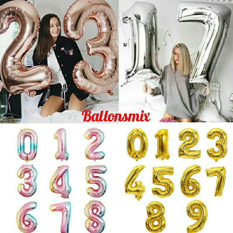 Jual Balon Foil Angka 100cm/Balon Angka Jumbo/balon rose gold/balon ...