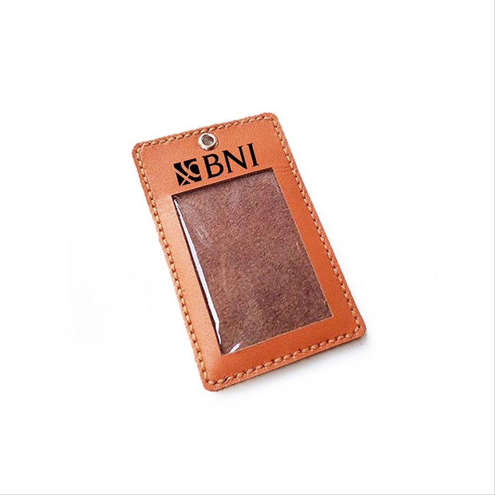 Jual name tag kulit asli logo Bank BNI warna tan GARANSI 1 TAHUN - tali ...