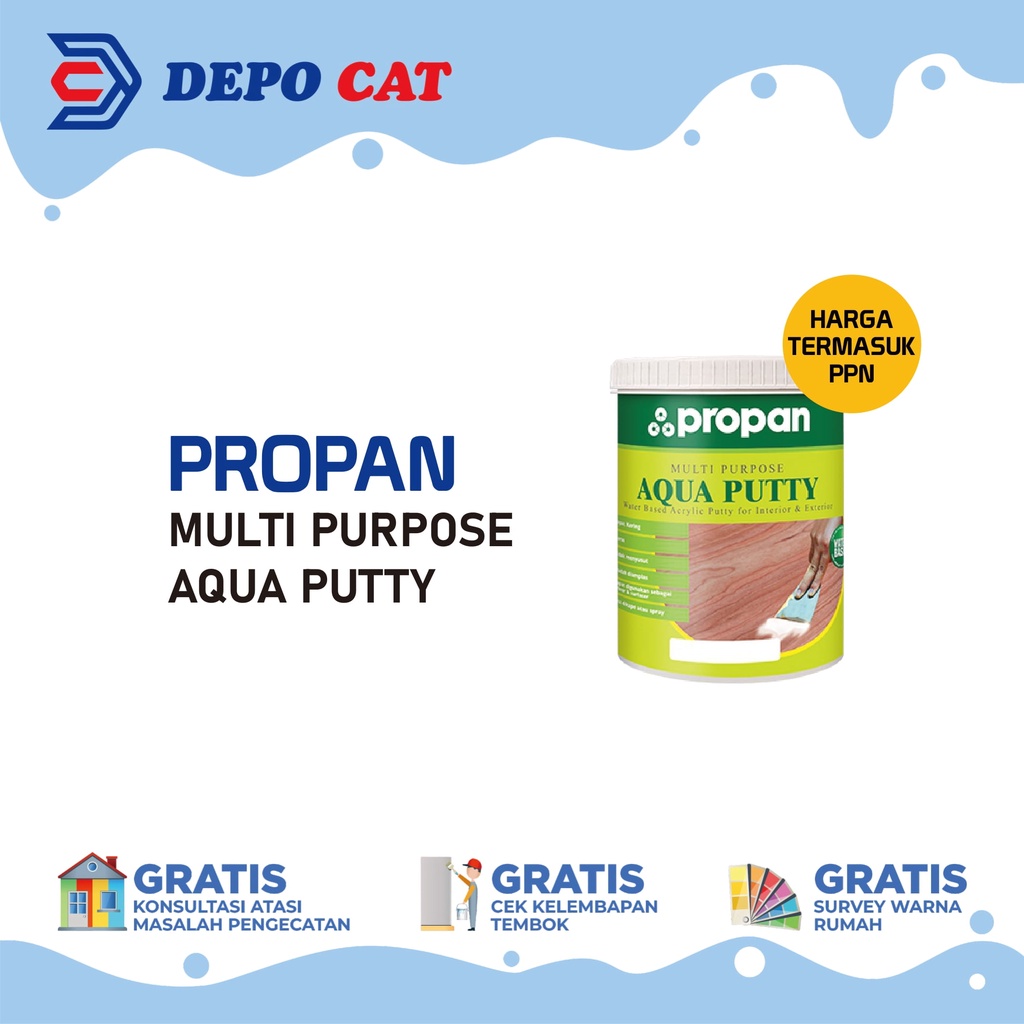 Jual Dempul Kayu Propan Aqua Putty 1KG WHITE | Shopee Indonesia