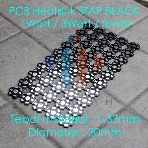 Jual Heatsink Star PCB hitam HPL 1W / 3W / 5W bahan tebal 1.33mm ...