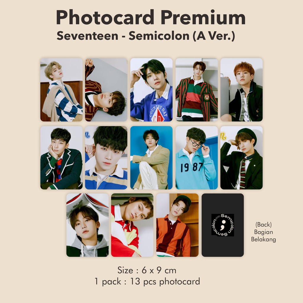 Jual PHOTOCARD PREMIUM SEVENTEEN SEMICOLON ISI 13 PCS | Shopee Indonesia