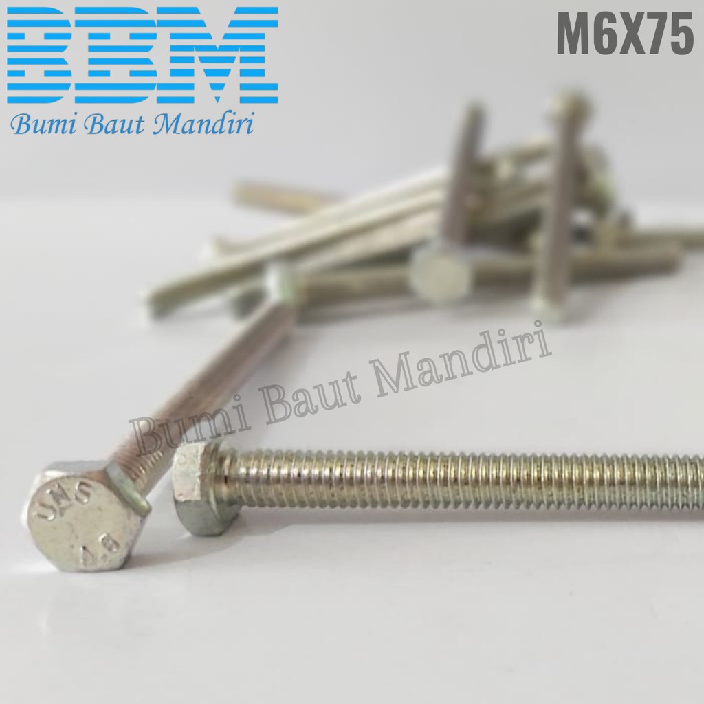 Jual BAUT MUR BESI 6x75 PUTIH // BAUT DAN MUR 6X75 // BMP 6x75 PER PACK ...