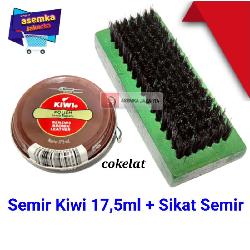 Jual Semir Sepatu Kiwi shoe Polish Besar 45ml 17,5ml Lengkap + Sikat semir | Shopee Indonesia
