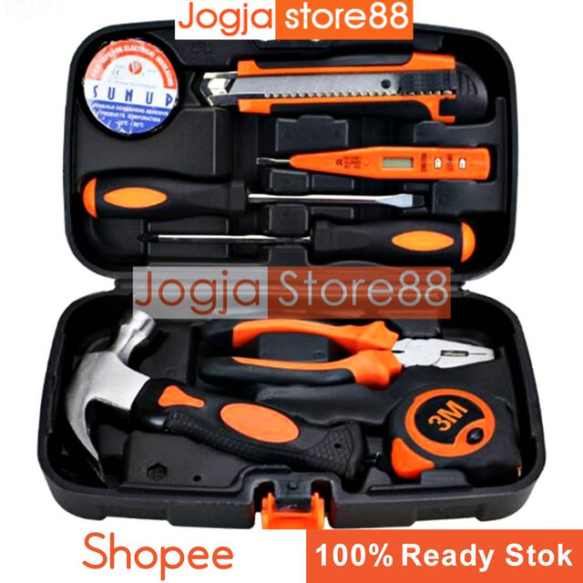 Jual Alat Set Perkakas Tang Palu Obeng Cutter Meteran 8 in 1 | Shopee ...