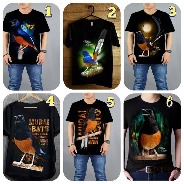 Jual Kaos cowo distro keren gambar burung Murai Batu | Shopee Indonesia