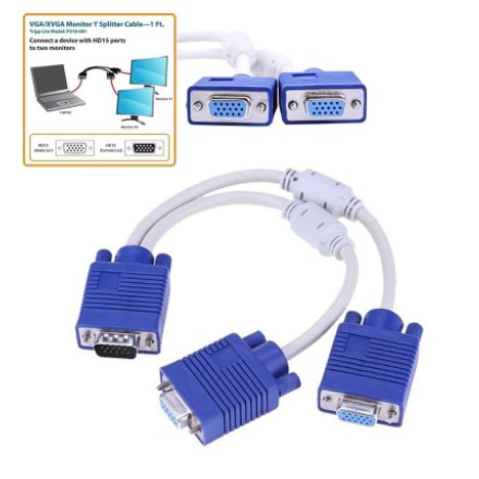 Jual VGA SPLITTER 2 PORT CABLE FOR LED MONITOR - KABEL VGA CABANG 1 ...