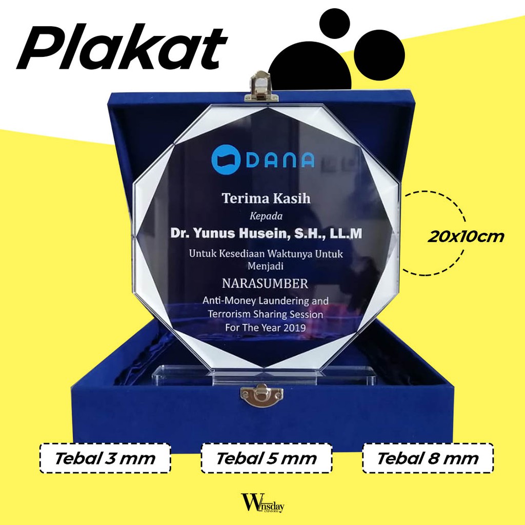 Jual Plakat, Piala, Trophy Acrylic Ukuran 20 x 10 cm + Box (FREE DESIGN ...