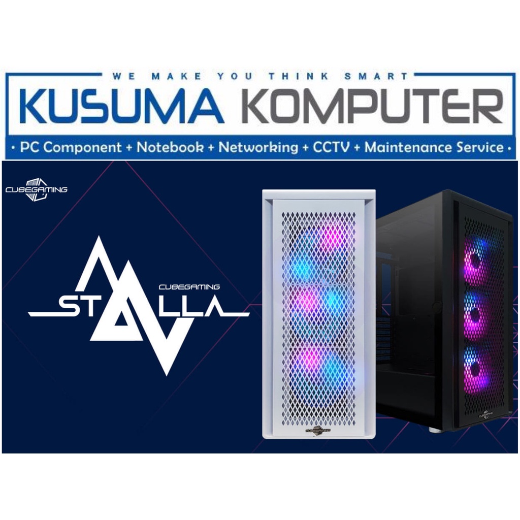 Jual Cube Gaming Stalla Black + 3 Fan RGB Support VGA Vertical Casing ...