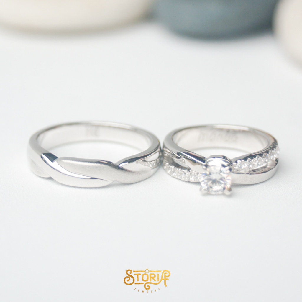 Jual Cincin Kawin Couple Emas Putih K-Gold Perak Sterling Silver 925 GS ...