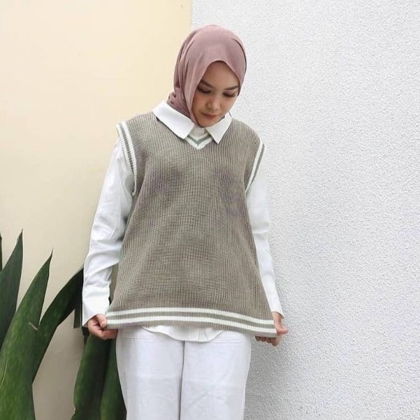 Jual Vest Rajut/Rompi Rajut kerah polet/Rompi rajut sekolah smp-smk ...