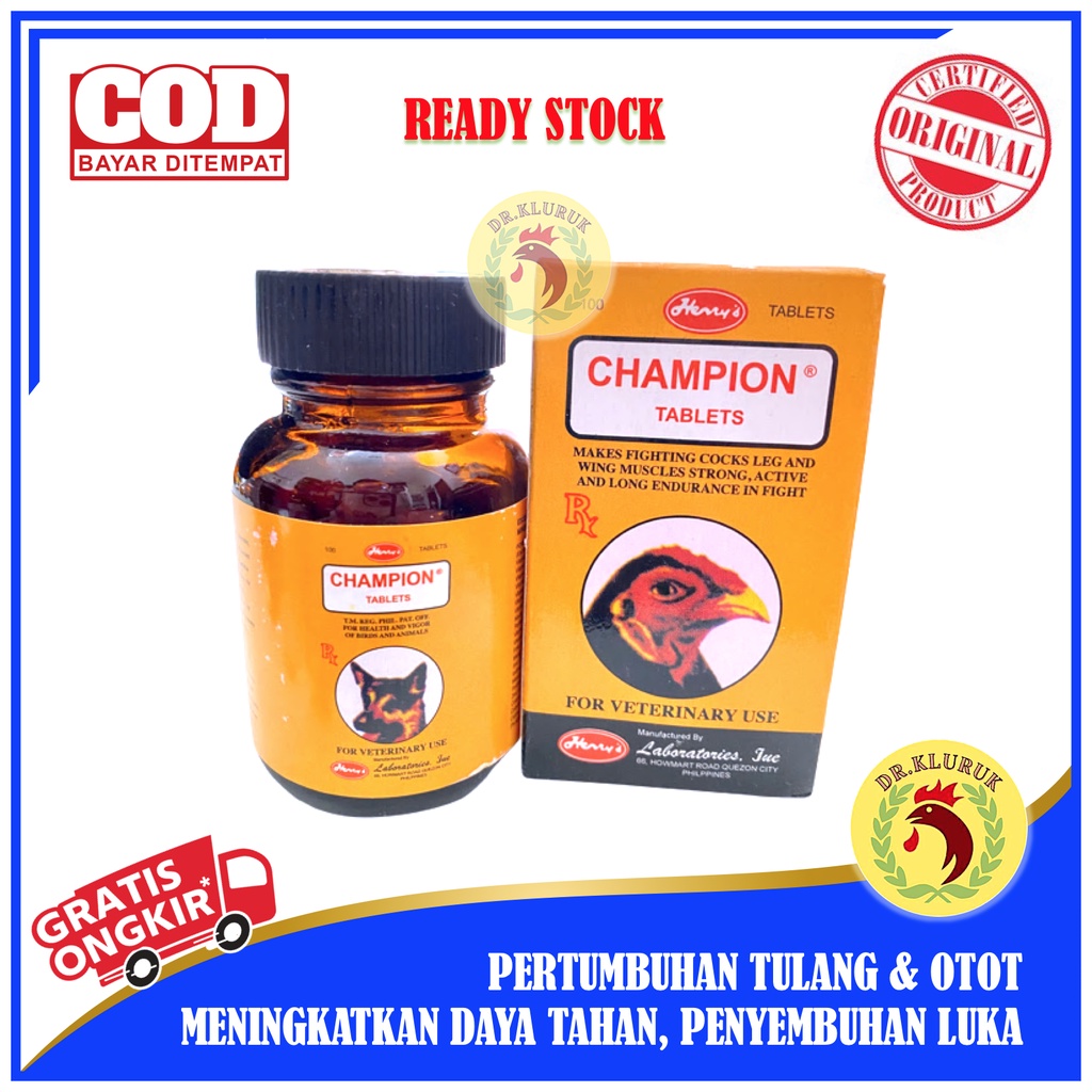 Jual Champion Vitamin Ayam Filipina untuk Ayam / Kucing / Anjing ...