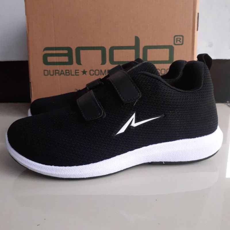 Jual sepatu ando original SIP 21 velcro hitam putih black white ...