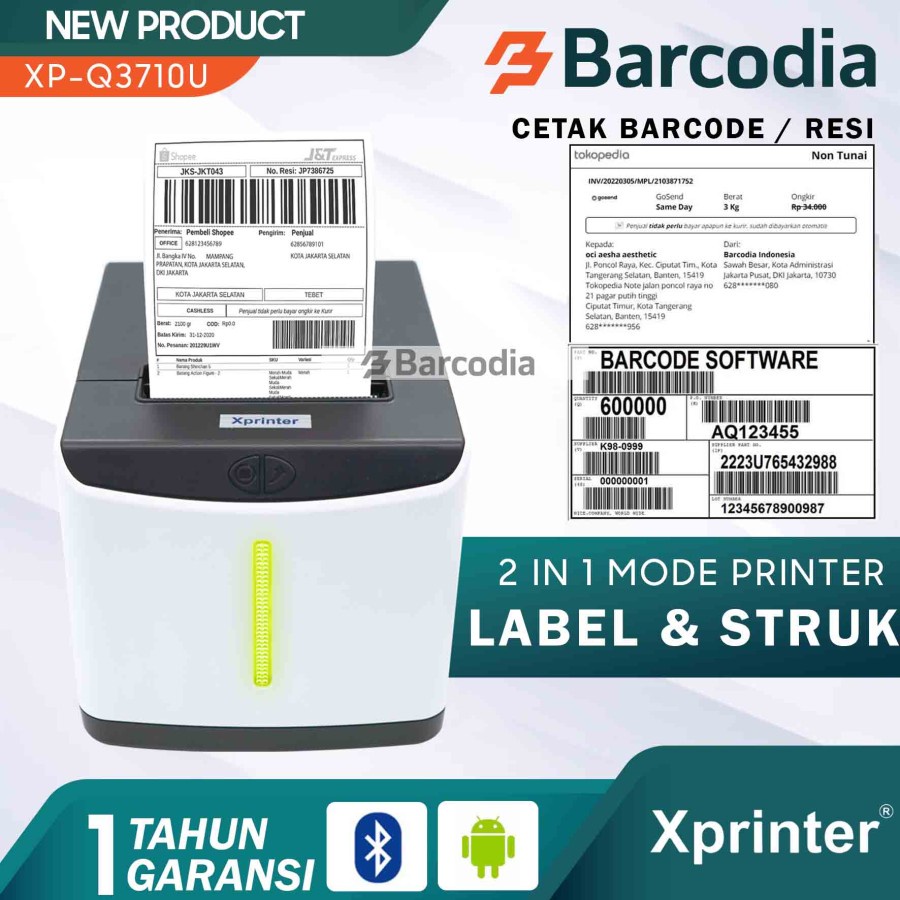 Jual BARCODIA Printer Bluetooth Barcode Xprinter Q-371U 80mm | Shopee Indonesia