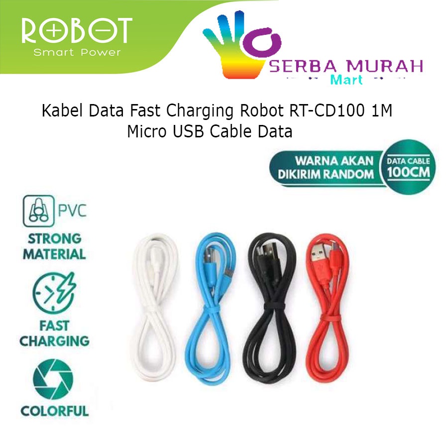 Jual Kabel Data Fast Charging Robot RT-CD100 1M Micro USB Cable Data ...