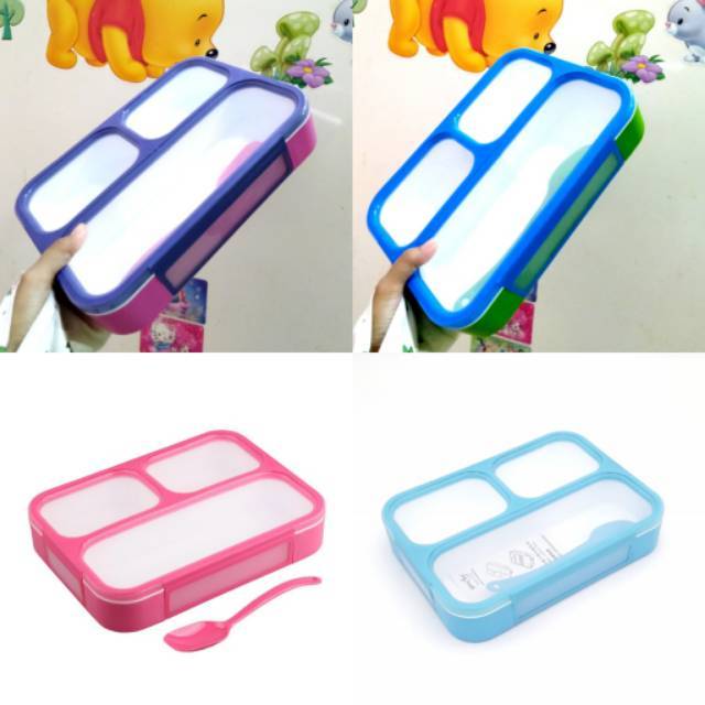 Jual LUNCH BOX YOOYEE GRID SEKAT 3 dan 4 ready PINK saja/ TEMPAT MAKAN ...