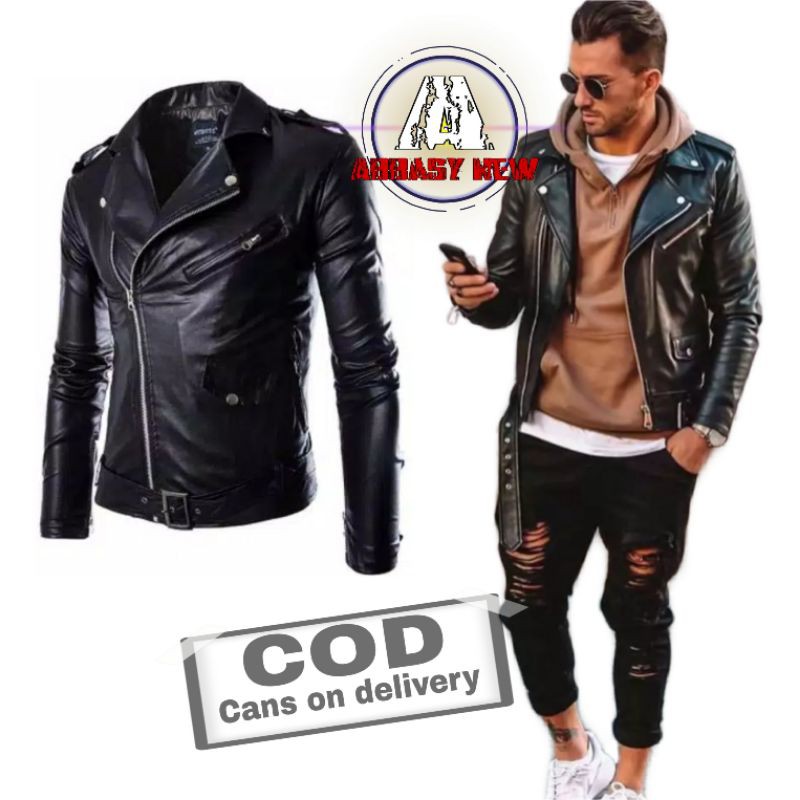 Jual Jaket Kulit Slim Fit Jaket Pria Rock end Roll Slim Fit Warna Hitam ...