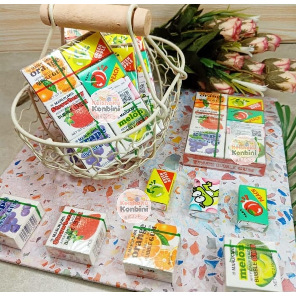 Jual Marukawa Bubble Gum permen karet aneka rasa strawberry, anggur ...