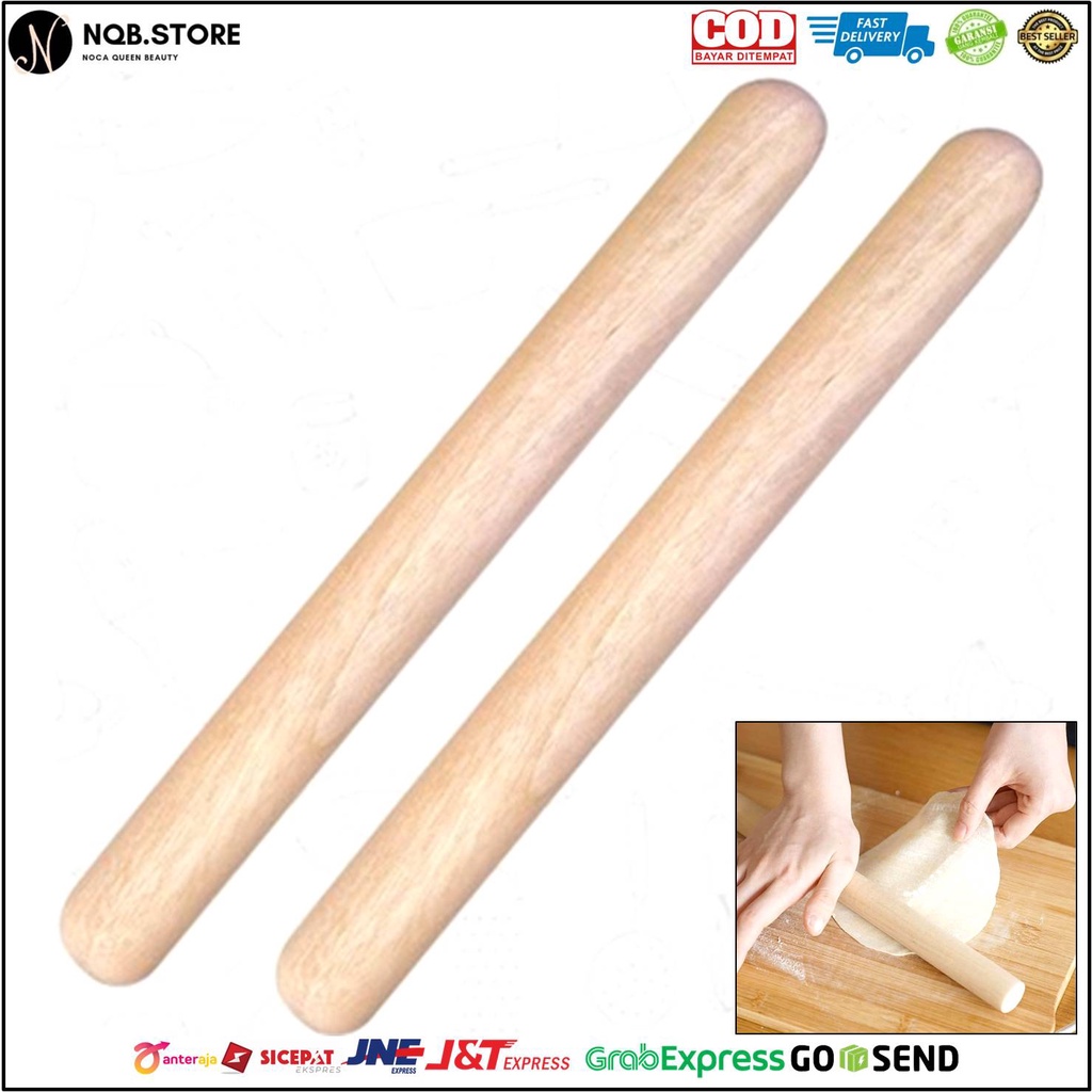 Jual NQB - Rolling Pin Kayu Padat Penggilas Penggiling Adonan Pasta ...