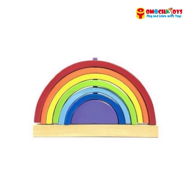 Jual Wooden Rainbow 7 stack // mainan kayu pelangi | Shopee Indonesia