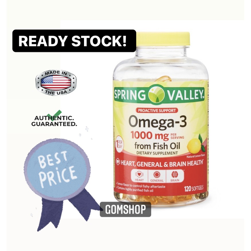 Jual SPRING VALLEY OMEGA 3 FISH OIL 1000MG 60 120 SOFTGELS TABLET ...