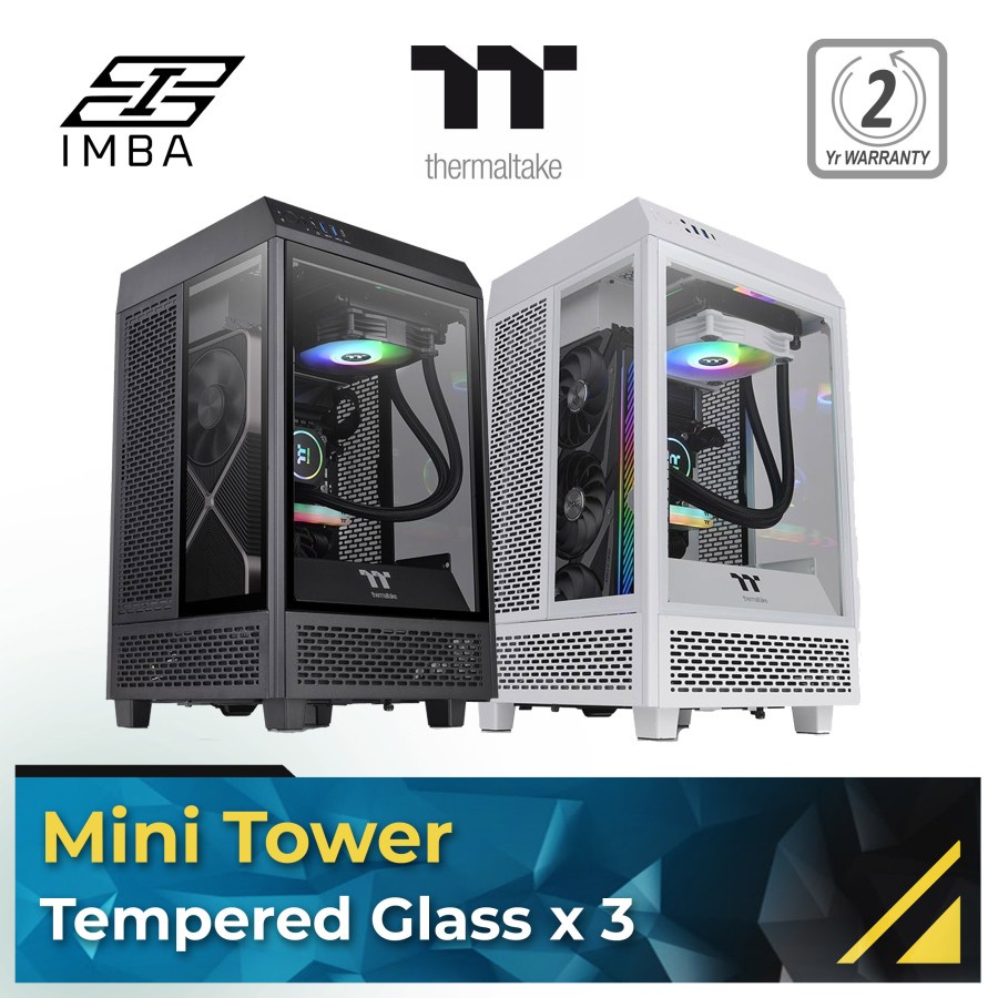Jual Thermaltake The Tower 100 Mini Chassis [ITX, Black / Snow ...