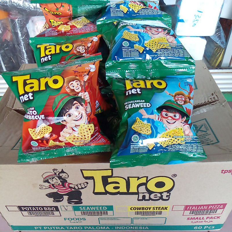 Jual Taro Net 9gr 1 Dus/Karton Isi 60 Bungkus Pcs Varian Baru Rasa ...